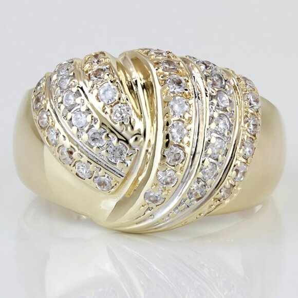 Jewelry | Vintage 14k Gold Pave Cz Cubic Zirconia Swirl Waterfall Dome ...